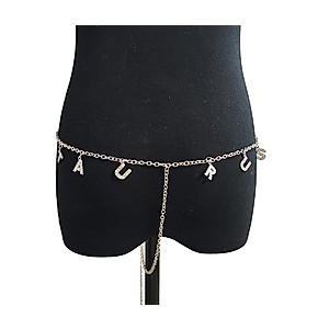 Women Sexy Rhinestone Taurus Constellation Waist Body Chain Crytal 12 Letter Pendant Belly Waist Chain T-string Thong Body Jewelry