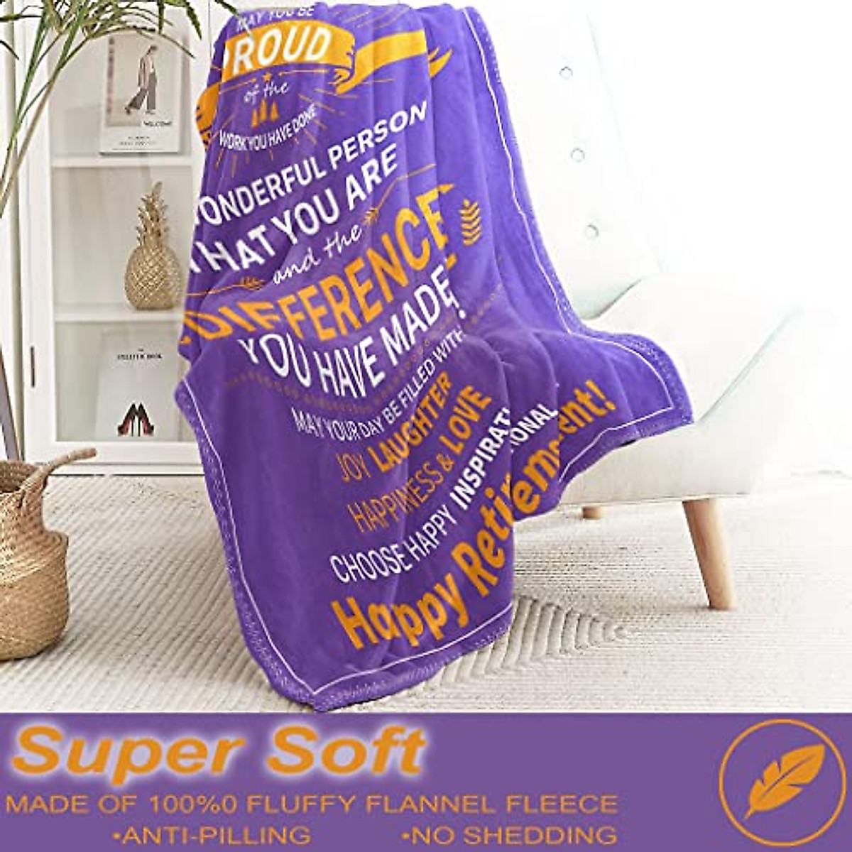 2023 Retirement Blanket Gift for Him & Her - Happy Retirement 60"x50" Soft Throw - Perfect for Nurses, Police, Teachers, Colleagues, Bosses & Parents.