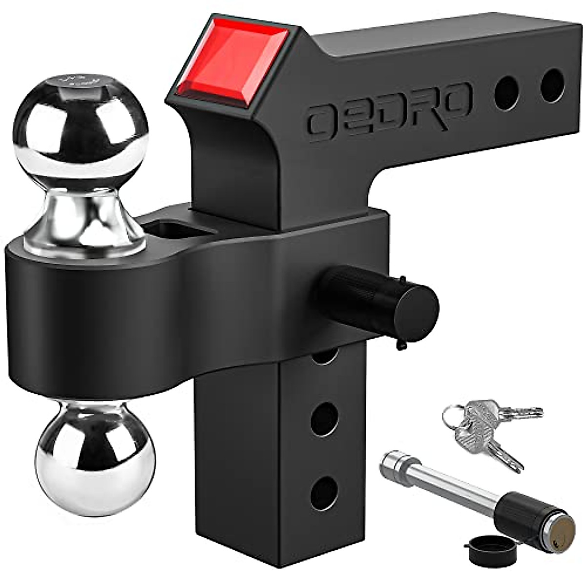 OEDRO Adjustable Trailer Hitch, 6 Inch Drop Hitch Ball Mount Fits 2.5 Inch Receiver, Forged Aluminum Towing Hitch, 2" & 2-5/16" Tow Balls with Double Pin Key Locks, 14,500lbs.