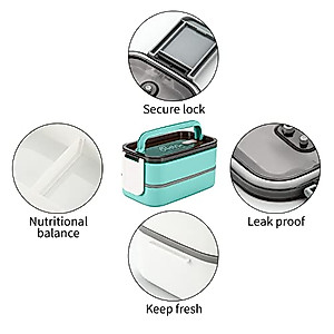 PVSpro JUST FOR YOU Bento Box Set with Insulated Tote, Mug & Cutlery Set, Stackable Bento Box for Lunch, Bento Kit Lunch Box with Handle, Large Bento Lunchbox Container, Japanese Bento (Cyan)
