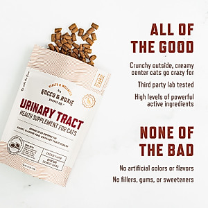 Rocco & Roxie Cat Urinary Tract Health Supplement, Cranberry and D-Mannose for Kidney, Bladder, and UT Support, Vet Recommended Chicken Flavored Crunchy Chews Cats Love, Made in USA