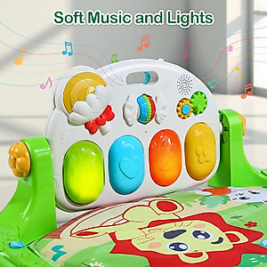 CUTE STONE Baby Gym Play Mat, Play Piano Gym with Tummy Time Activity Mat, Musical Activity Center for Infants Toddlers