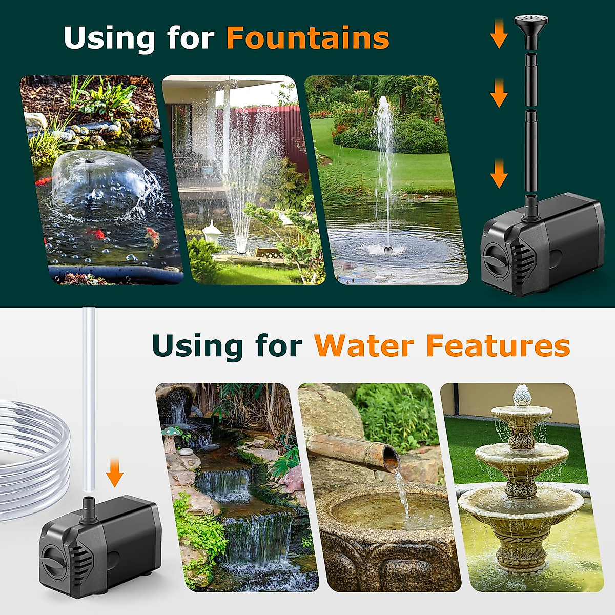 POPOSOAP Solar Water Fountain Pump, 20W Solar Powered Water Pump 320GPH Flow Adjustable, Solar Fountain Pump with 17Ft Cord Length for Ponds, Fish Tank, Wildlife Garden, Waterfall