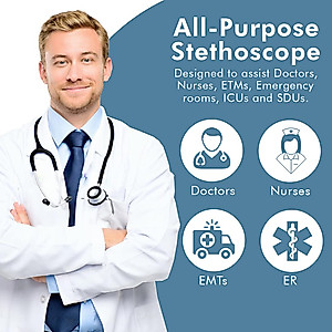 Novamedic Classic Black Dual Head Stethoscope, 22-inch, Adult Size Stethoscope for Nurses, Doctors, ETMs, Nursing Homes, Cardiac Diagnostic, Cardiology and Medical Supplies Kit,