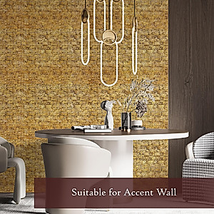 Gold Peel and Stick Wallpaper (15.7" x 118", Gold) Removable Textured Metallic Contact Paper Accent Home Décor for Apartments Cabinet Drawer Bookshelf Upcycling Furniture