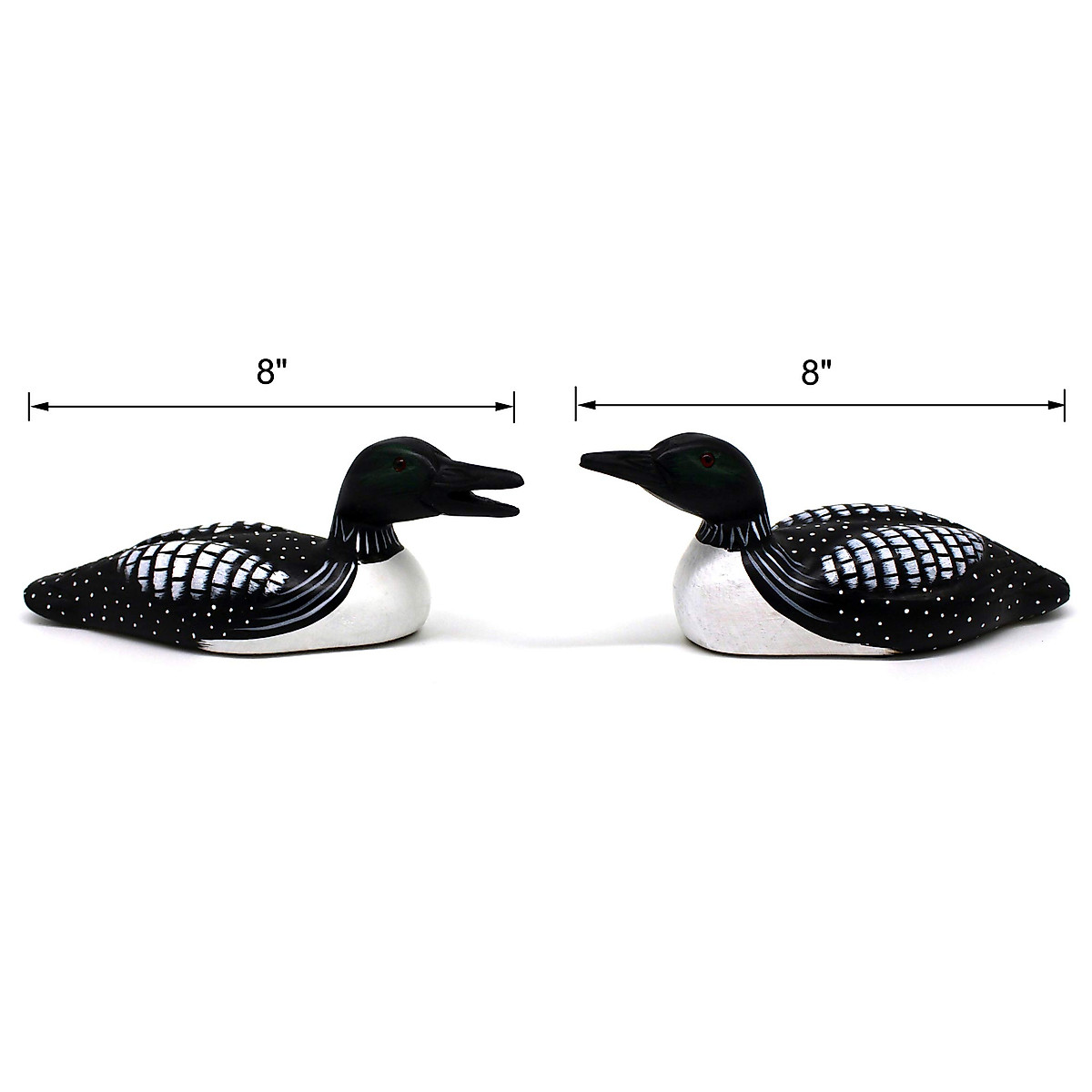 CVHOMEDECO. Primitives Hand Engraving and Painted Wood Loons Rustic Figurine Decorative Accent, Set of 2