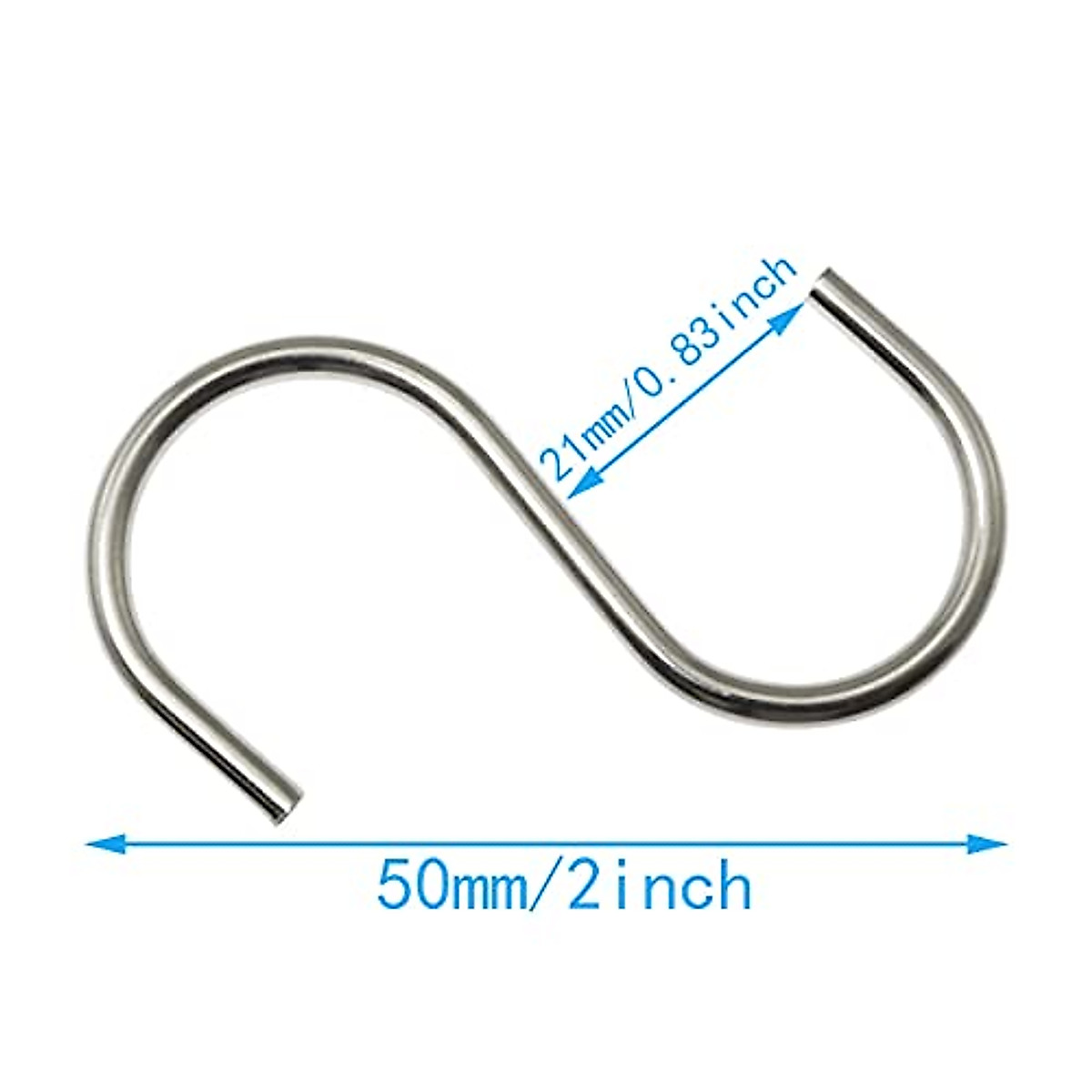 WHYHKJ 30pcs 2 Inch Silver S Shape Hooks Heavy-Duty Hanging Hooks Pot Pan Hanger Clothes Storage Rack Tool Kitchen Tools