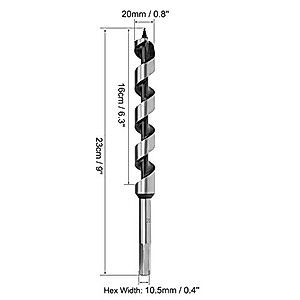 uxcell Auger Drill Bit Wood Hex Shank 20mm Cutting Dia Highbon Steel for Electric Bench Drill Woodworkingpentry
