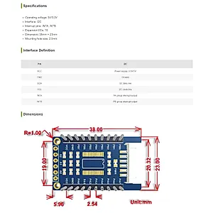 Coolwell Waveshare MCP23017 IO Expansion Board I2C Interface Expands 16 I/O Pins Stack to 8 pcs for Raspberry Pi Raspberry Pi 4B+ 4B 3B+ 3B 2B+ Zero W WH 2 W Micro:bit Ardui STM32
