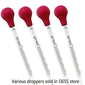 OESS Glass Graduated Dropper Pipettes with Blue Rubber Caps 10ml Pk/4