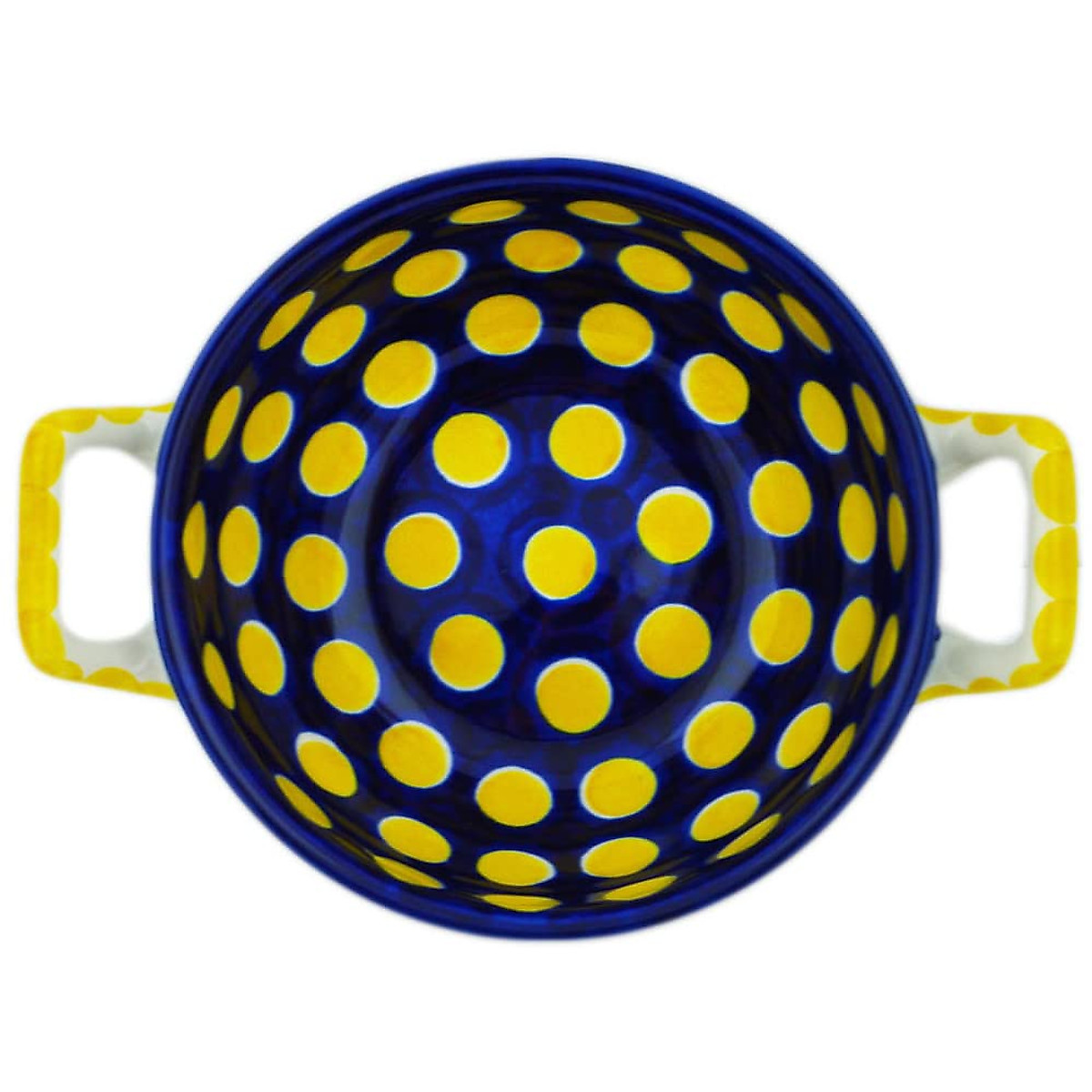 Polish Pottery 9 oz Bouillon Cup made by Ceramika Artystyczna (Yellow Dots Theme) + Certificate of Authenticity