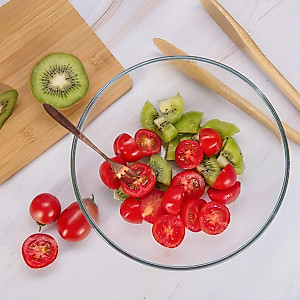 FOYO 8-inch Round Tempered Glass Bowl for Mixing Salad or Cereal, Set of 2