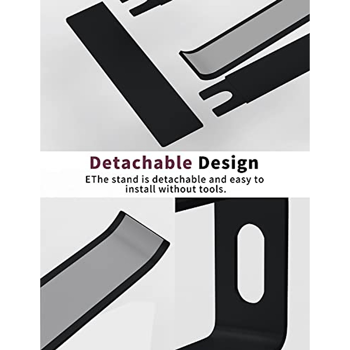 ALASHI Laptop Stand for Desk, Aluminum Computer Riser, Ergonomic Notebook Holder, Detachable Metal Laptops Elevator, PC Cooling Mount Support 10 to 15.6 Inches Notebook, Black