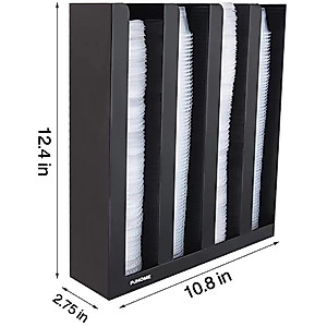 PJHOME Portion Sauce Cup Lid Organizer 4 Compartments Plastic Sauce Cup Holder for Counter Wall Mount Disposable Cup and Lid Storage Restaurant Supplies