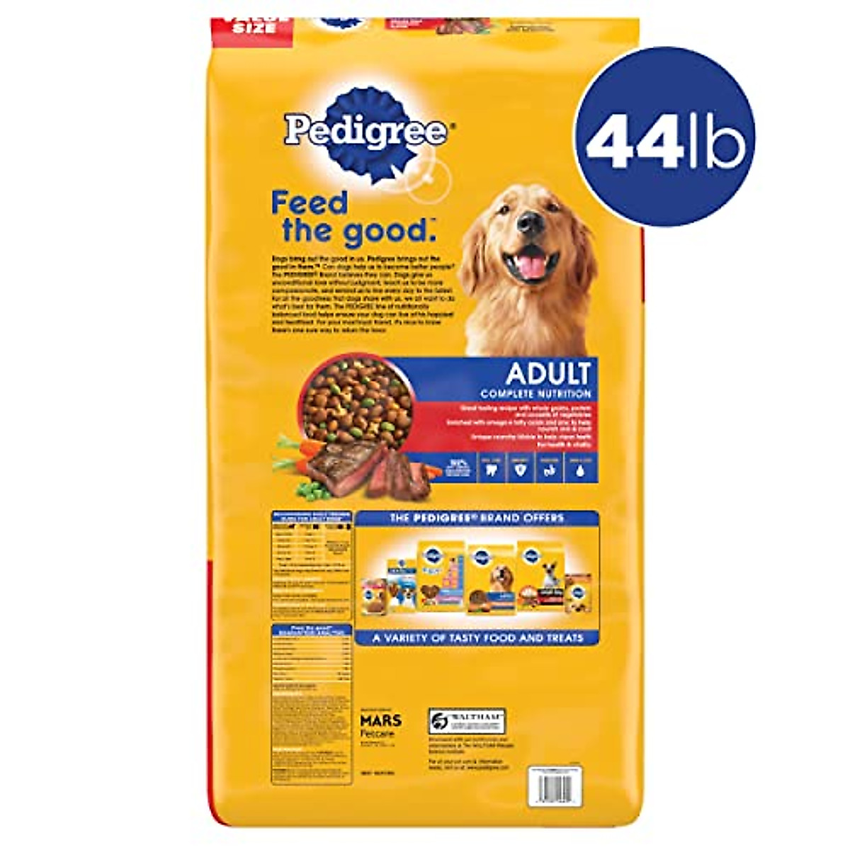 Pedigree Complete Nutrition Adult Dry Dog Food Grilled Steak & Vegetable Flavor Dog Kibble, 44 lb. Bonus Bag