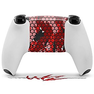 WraptorSkinz Skin Wrap compatible with Sony PS5 DualSense Controller HEX Mesh Camo 01 Red Bright (CONTROLLER NOT INCLUDED)
