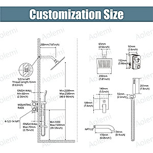 Aolemi Rainfall Shower System 8 Inch Matte Black Shower Head Combo Set with Tub Filler Handheld Shower Luxury Rough-in Valve Included Wall Mount Bathroom Shower Mixer Faucet