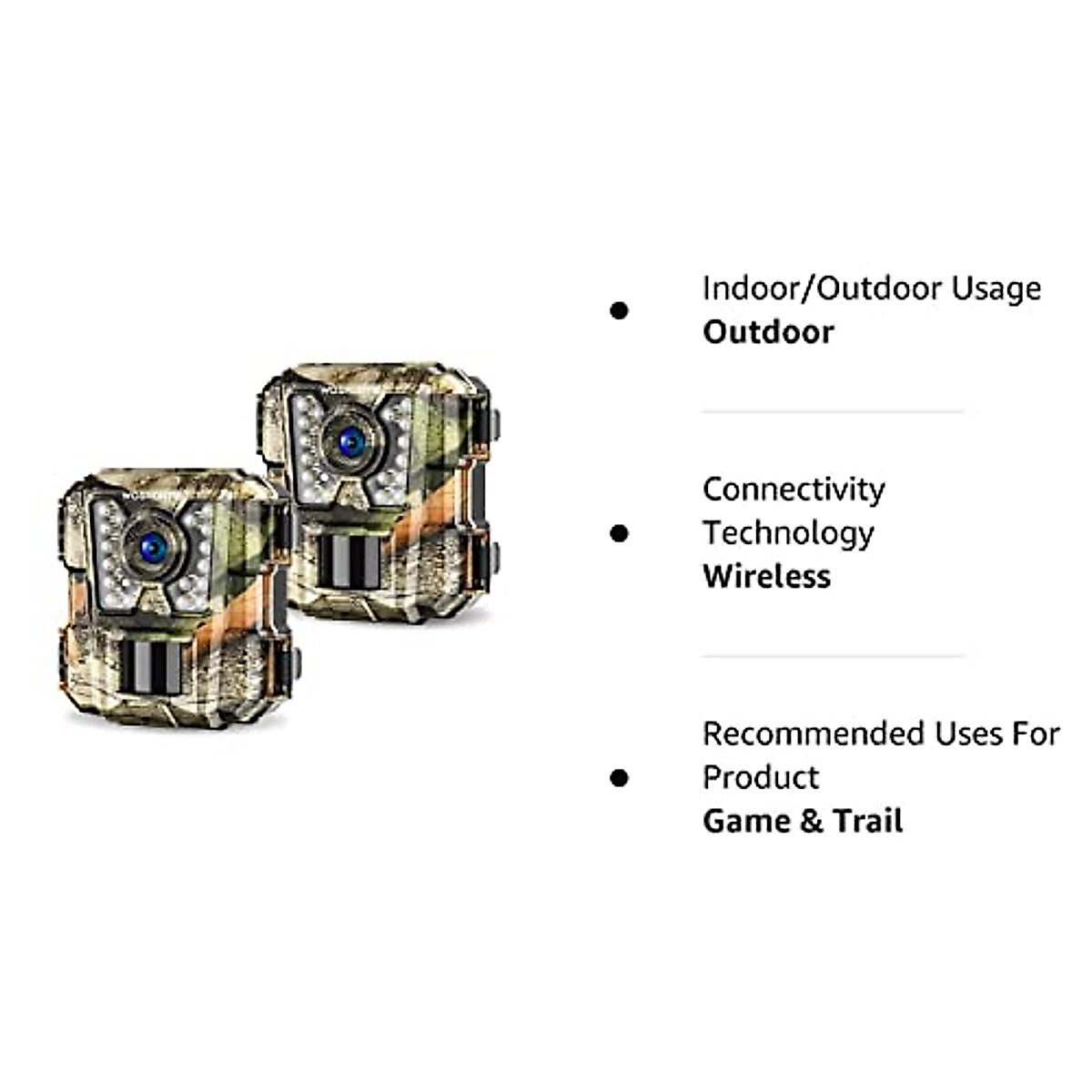 WOSPORTS Mini Trail Camera 2 Pack, 24MP 1080P HD Game Camera with SD Card and 8AA Batteries, Fast Trigger Time Infrared Night Vision Hunting Camera for Wildlife Monitoring