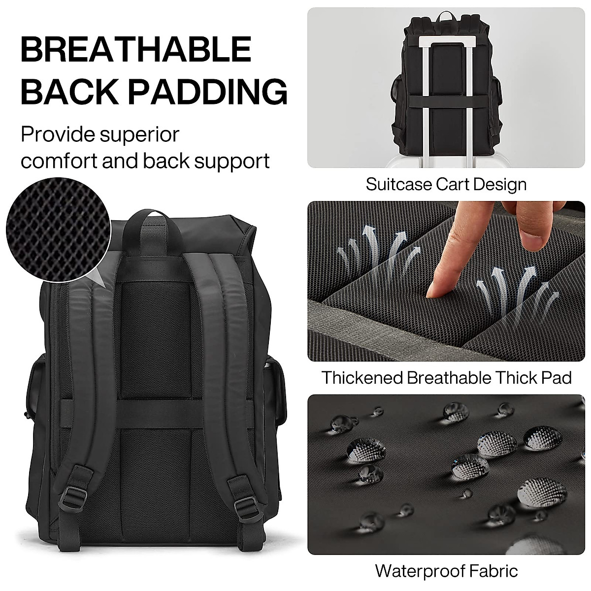 Mixi Travel Laptop Backpack for Women & Men Carry On Backpack fits 16'' Laptop, Waterproof Lightweight Casual Weekender Bags College Students Rucksack,17 Inch, Knight Black