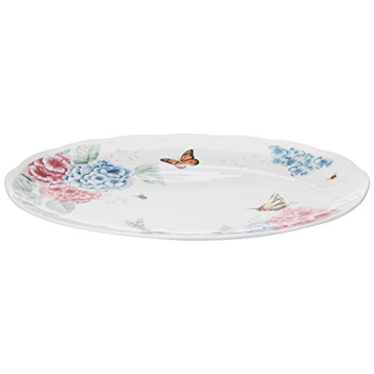 Lenox Butterfly Meadow Hydrangea Large Oval Platter, White -