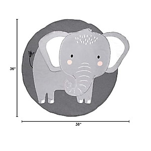 Ustide Nursery Kids Rug Creeping Crawling Mat Elephant Baby Rug Childrens Floor Area Rug Mat 100% Cotton Baby Crawling Mat Round Infants School Carpet Decor, Gray Round Cartoon Mat