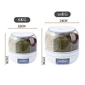 Rice Dispenser Kitchen Moisture-Proof 6-Grid Rotating Food Grain Dispenser Cereal Storage Box Rice Container Dispenser Min:10kg (10, Kilograms) Max:15kg (15 kilograms)
