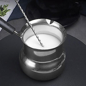 Cabilock Turkish Coffee Pot 11.8oz/350ml Small Saucepan Coffee Maker Mini Sauce Pan Butter Melter Stainless Steel Milk Warmer Pots for Stove Top Silver