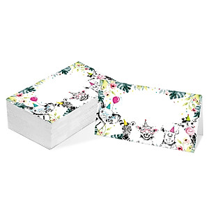 Table Place Card, Jungle Safari Animals Themed Tent Style Cards, Pack of 25 Half-Fold Reception Place Card, Wild Animal Food Labels, Perfect for Baby Shower, Birthday Party(C02)