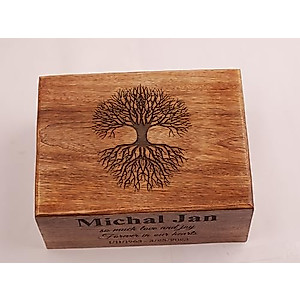 Personalized Wooden Urns for Human or Pet Ashes, Wooden Engraved Cremation Urn, Wood Funeral Urn - Keepsake Box, Memorial Urn or Casket - Tree of Life (Personalized, Large - 9" x 7" x 4" - 180 LBS)