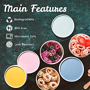 MATICAN Paper Ice Cream Cups with Lids, 40-Pack 11-Oz Soup Cups with Lids, Disposable Ice Cream Containers, 11-Ounce, 5 Pastel