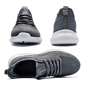 Lamincoa Men's Tennis Shoes Slip On Lightweight Athletic Fashion Casual Sneakers for Walking Running Gym Fitness Gray US 9.5