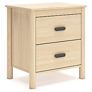 Signature Design by Ashley Cabinella Casual 2-Drawer Nightstand with Round Post Legs, 24.37" Tall, Light Brown