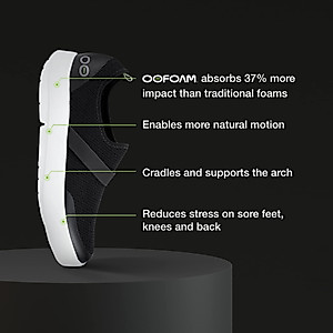 OOFOS OOmg Low Shoe, White & Black - Women’s Size 8 - Lightweight Recovery Footwear - Reduces Stress on Feet, Joints & Back - Machine Washable