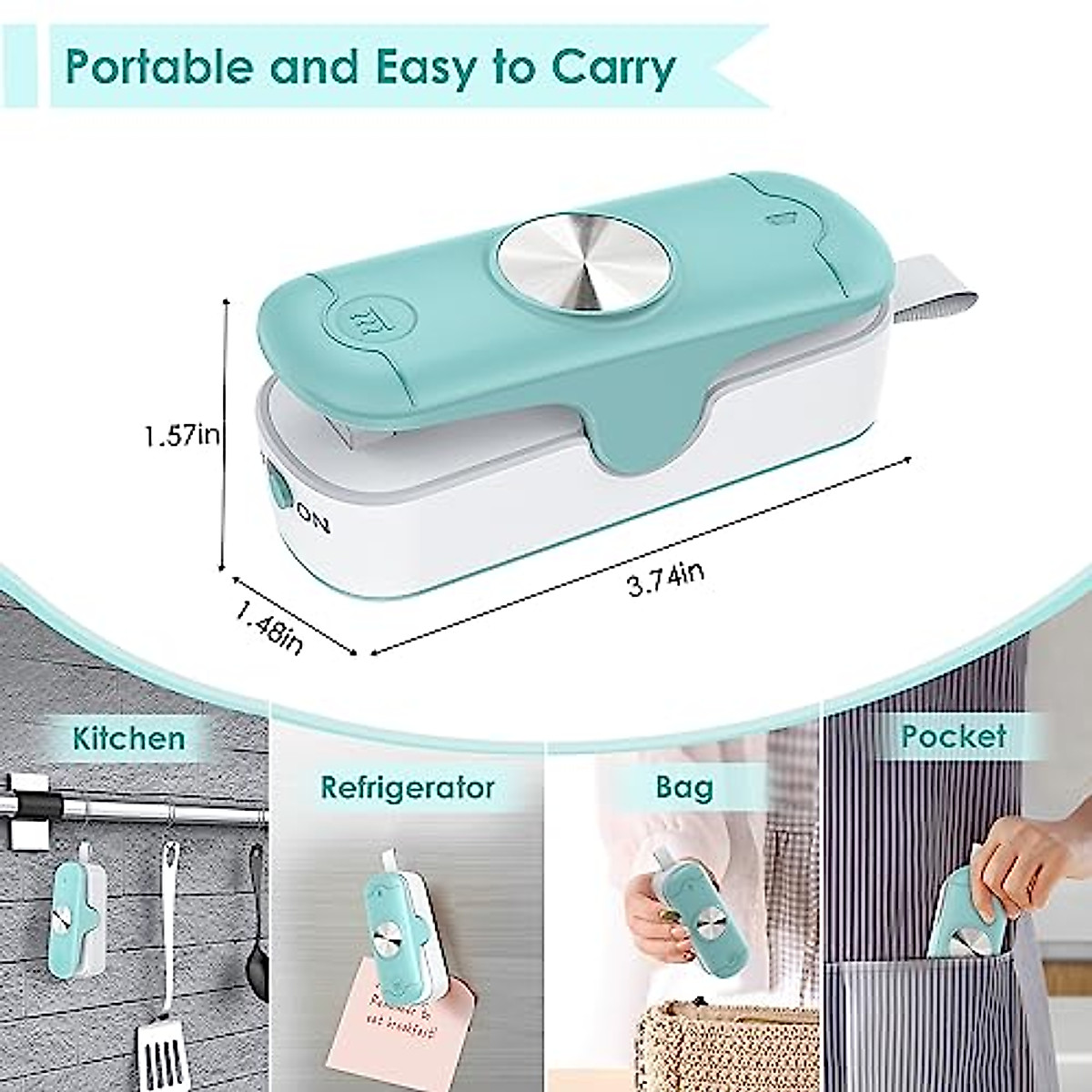 FEPPO Mini Bag Sealer, 2 in 1 Bag Sealer Heat Seal with Cutter, Portable Food Sealer Mini Sealing Machine Kitchen Gadget For Chip Bags Plastic Bags Food Storage (Battery Included)