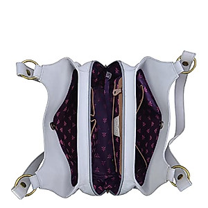 Anuschka Women’s Genuine Leather Triple Compartment Large Satchel - Hand Painted Exterior - Floral Charm