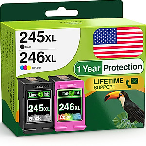 Limeink Remanufactured Ink Cartridges Replacement for Canon Ink Cartridges 245 and 246 245xl 246xl for Canon Pixma MG2522 Ink mx490 Printer Ink for Canon 245 246 XL ts3322 243 and 244 PG 245 Ink 2 Pk