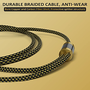 Mygatti Hi-Fi 1/8 to 2 x 1/4 Stereo Audio Cable 15 Feet, 3.5mm TRS to Dual 6.35mm TS Mono Y Splitter Audio Cord, Silver Plated Copper, Multiple Shield, Nylon Braided Cord for HiFi System, Audiophiles