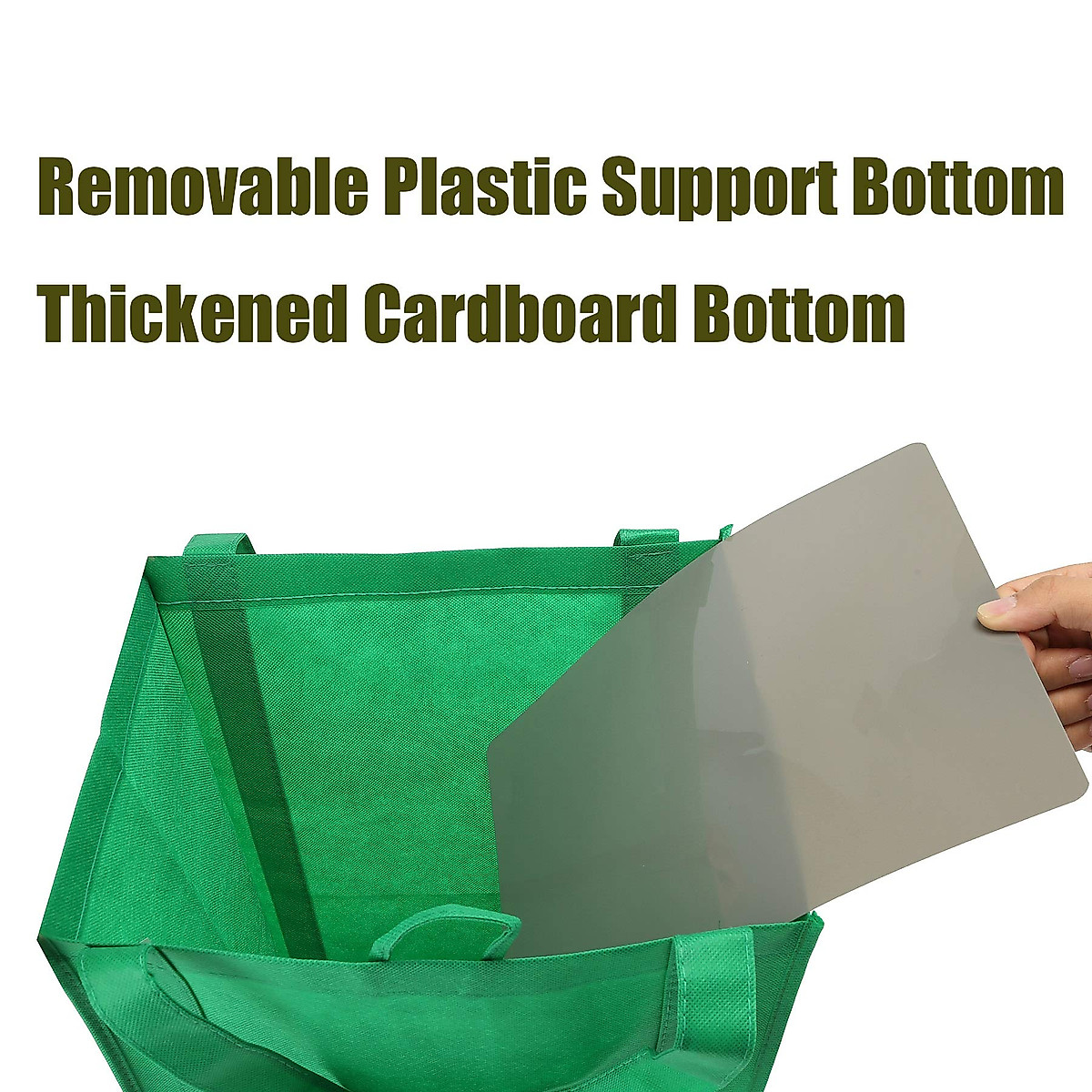 Set of 10 Reusable Grocery Bags Heavy Duty Shopping Bags Large Grocery Totes with Reinforced Bottom Super Sturdy Handles, Green