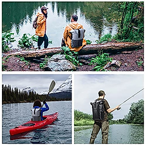 Haimont Dry Bag Waterproof Backpack, Heavy Duty Roll Top Dry Backpack for Men Women SUP, Floating, Sailing, Surfing, 20L, Dark Grey/Light Grey