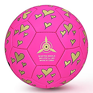 PP PICADOR Kids Soccer Ball Size 3, Toddler Pink Soccer Balls for Little Girls Boys Child 4-8 Gift Toys Outdoor Home Sport with Pump