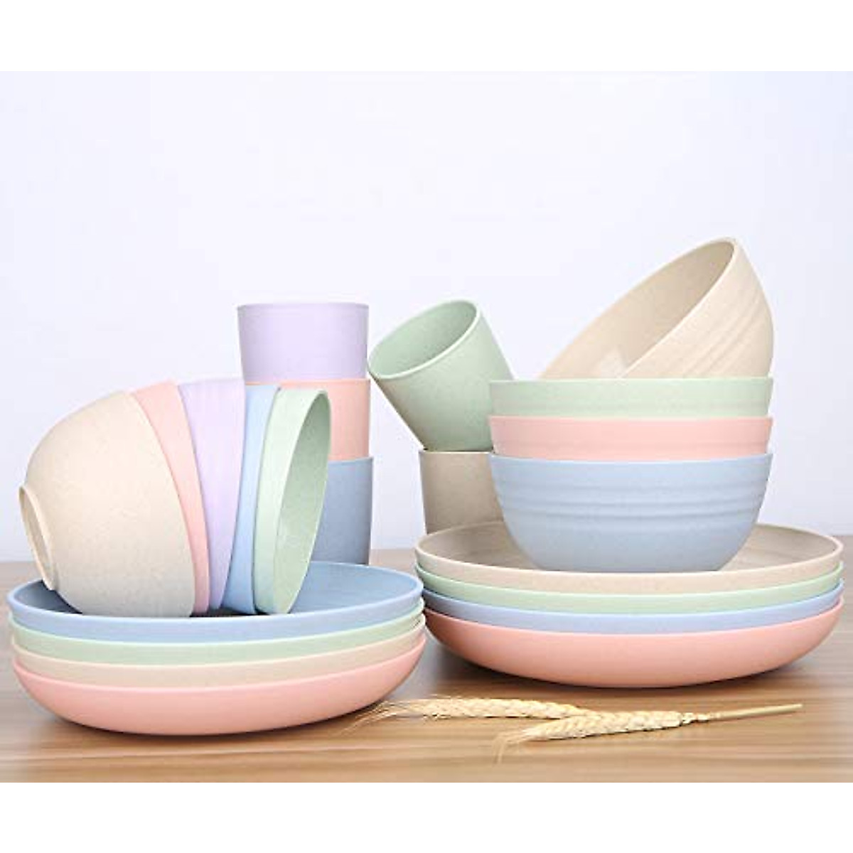 LuckyZone Unbreakable Cereal Bowls - 24 oz Reusable Wheat Straw Bowl Set of 4 - Dishwasher & Microwave Safe - Perfect for Cereal, Soup and Rice - BPA Free, Healthy & Eco-Friendly (4 Color)