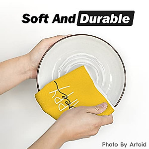 Artoid Mode Bee Happy Summer Kitchen Towels Dish Towels, 18x26 Inch Polka Dot Holiday Decoration Hand Towels Set of 2