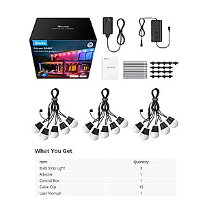 Govee Outdoor String Lights H1, 50ft RGBIC Outdoor Lights with 15 Dimmable Warm White LED Bulbs, Smart Outdoor Lights with 60 Scene Mode, IP65 Waterproof, Work with Alexa for Party, Daily Lighting