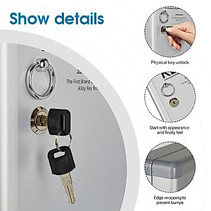 ZORVIDSON Key Lock Box Wall-Mounted,Key Cabinets 24 Key Hooks 8.45 * 2.55 * 13Inch Security Key Storage Box Locking Key Cabinet