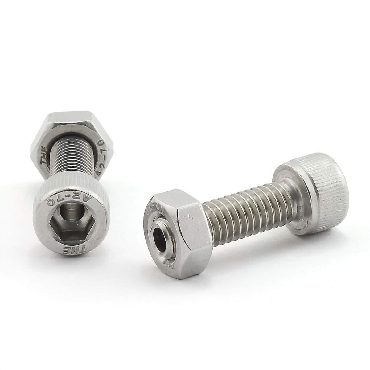 PZRT 2pcs Cylindrical Hollow Hexagon Socket Screw 304 Stainless Steel Lamp Threading Screws Through Hole Bolt with Hex Nut M6x20mm