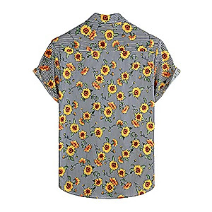 VATPAVE Mens Floral Hawaiian Shirts Casual Button Down Short Sleeve Aloha Shirts Small Black Sunflower Tropical