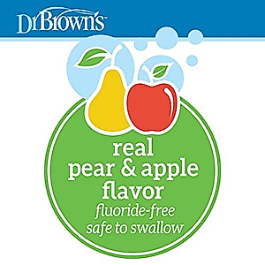 Dr. Brown’s Infant-to-Toddler Training Toothbrush Set, Pink Elephant with Fluoride-Free Apple Pear Baby Toothpaste, 0-3 years