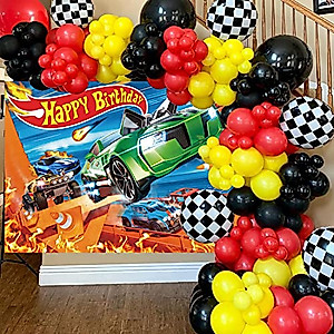 Hot Car Birthday Party Supplies Hot Race Car Birthday Decorations Racing Car Backdrop for Boys Cars Theme Video Game Background Banner Wall Decor Photo Booth Props 7x5FT