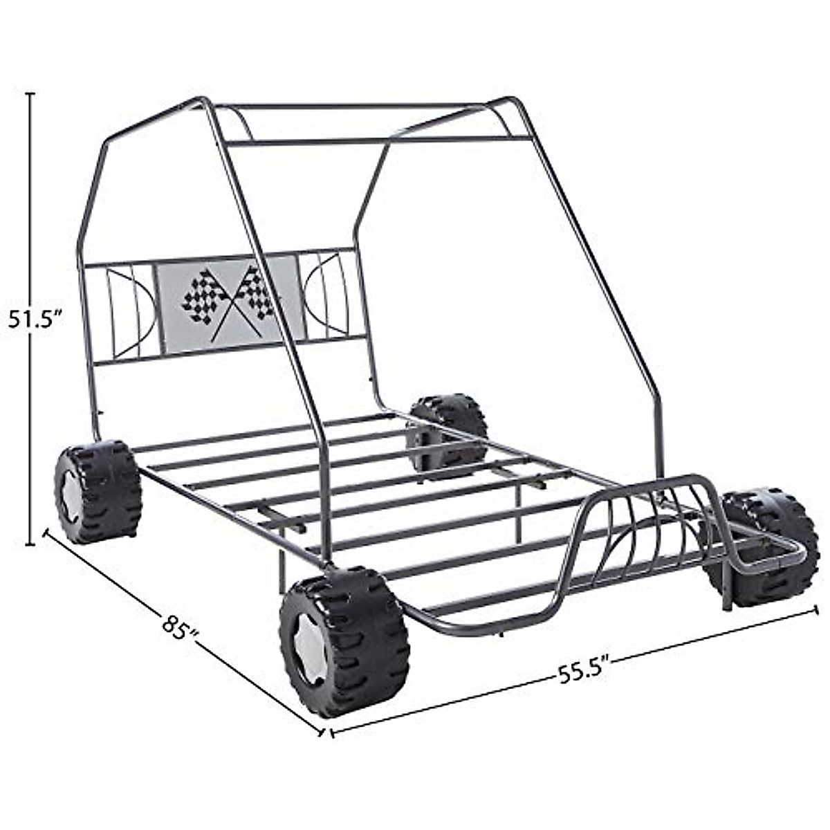 ACME Furniture 2 Count Xander Bed, Twin, Gunmetal Go Kart