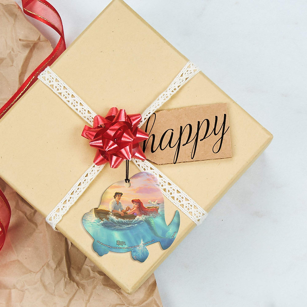 Disney - Little Mermaid Prince Eric - Thomas Kinkade - Flounder Fish Shaped Hanging Acrylic Print Accessory – Perfect for Gifting or Collecting